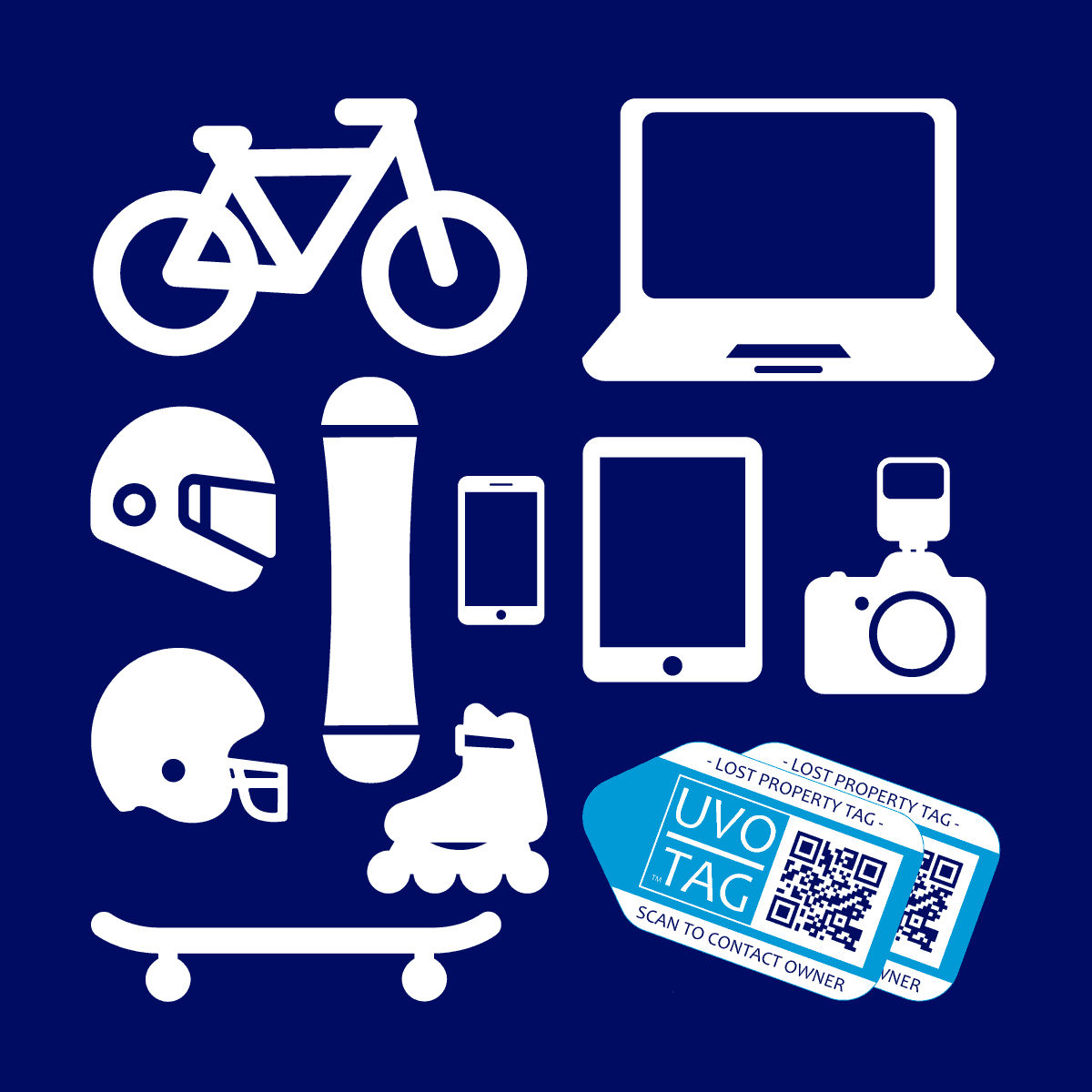 Small Adhesive Lost Property Location Labels (Set of 2) - UVO TAG