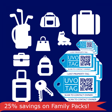 Adhesive Lost Property Location Labels (Personal Pack - Set of 4) - UVO TAG