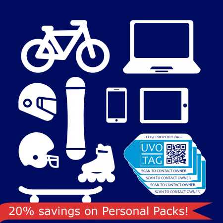 Adhesive Lost Property Location Labels (Family Pack - Set of 8) - UVO TAG