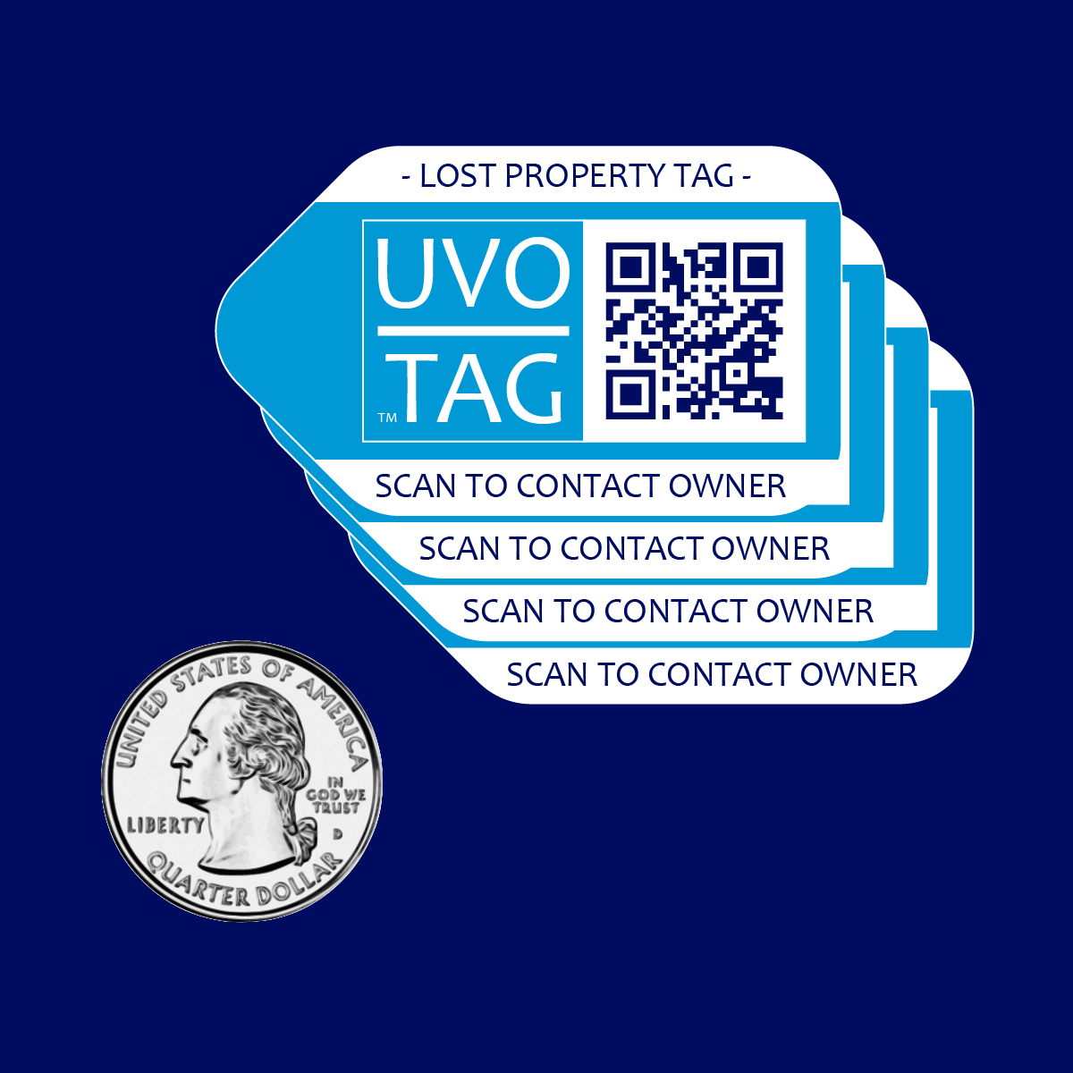 Adhesive Lost Property Location Labels (Personal Pack - Set of 4) - UVO TAG