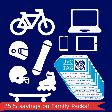 Adhesive Lost Property Location Labels (Family Pack - Set of 8) - UVO TAG