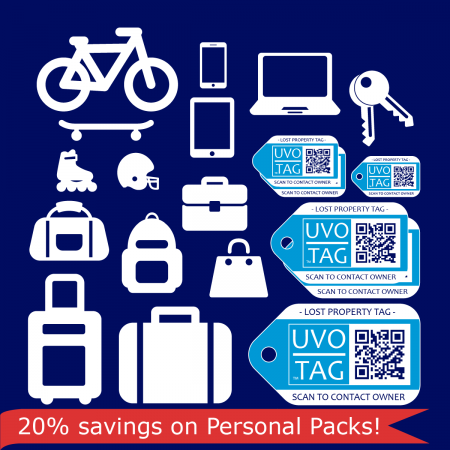 Adhesive Lost Property Location Labels (Personal Pack - Set of 4) - UVO TAG